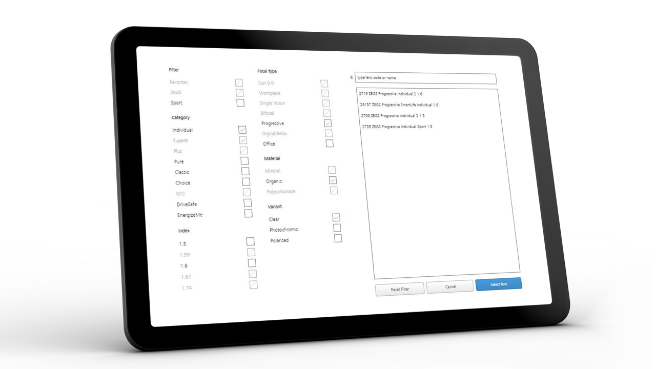 ZEISS VISUSTORE | Lens customisation and ordering system